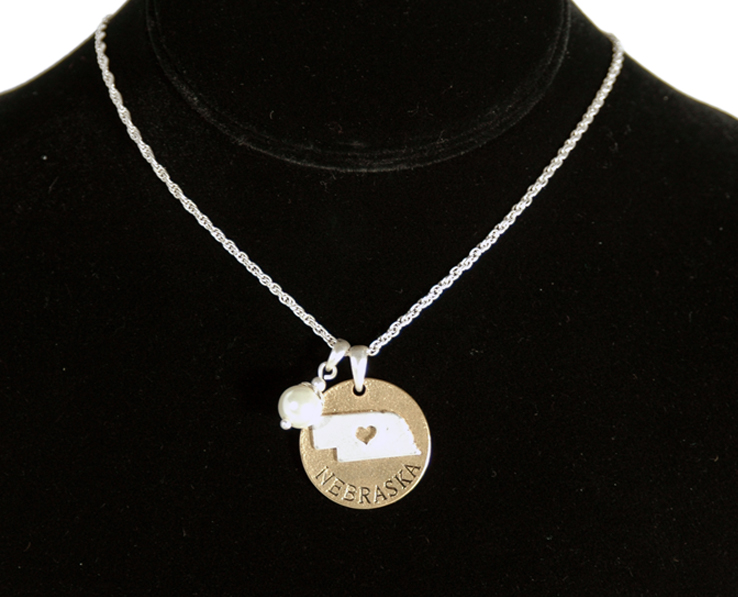NEBRASKA JEWELRY NECKLACE TOGGLE PEARL DISC - Jenkins Enterprises