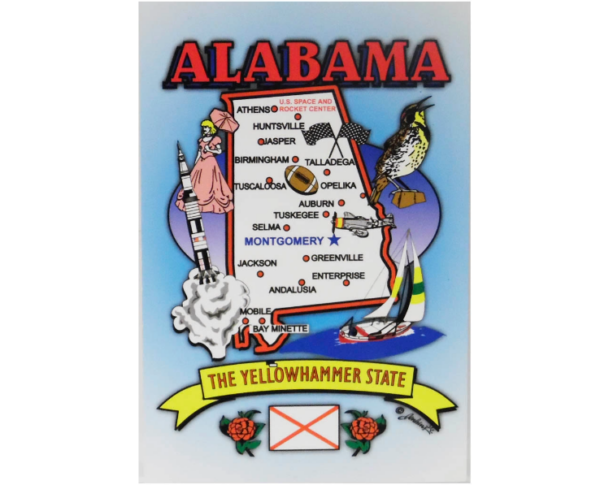 ALABAMA POSTCARD - STATE MAP - Jenkins Enterprises